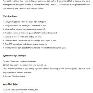 Instagram Auto Reply Bot | Manychat + N8n + Chatgpt Integration | AI DM Responder Workflow - Etsy