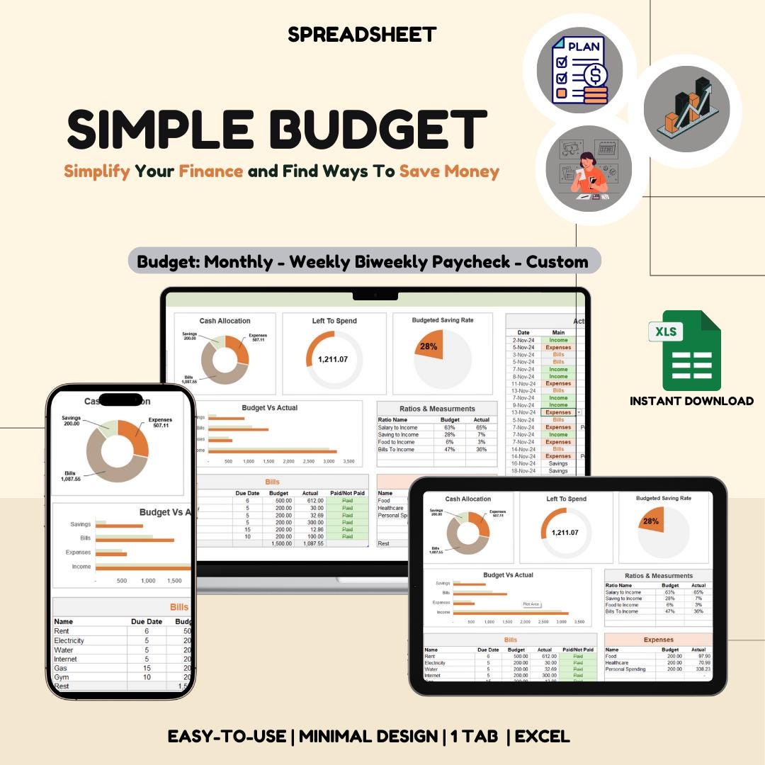 Personal Budget Planner & Tracker | Monthly Financial Organizer ...