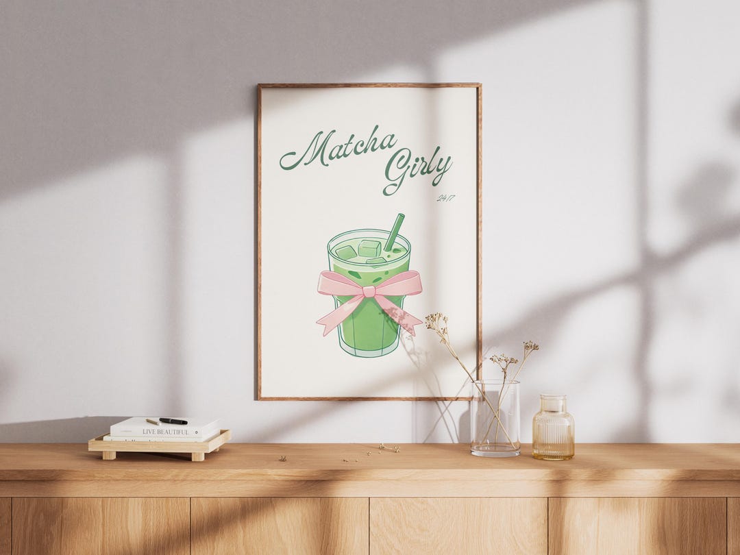 Matcha Girly Poster - Etsy