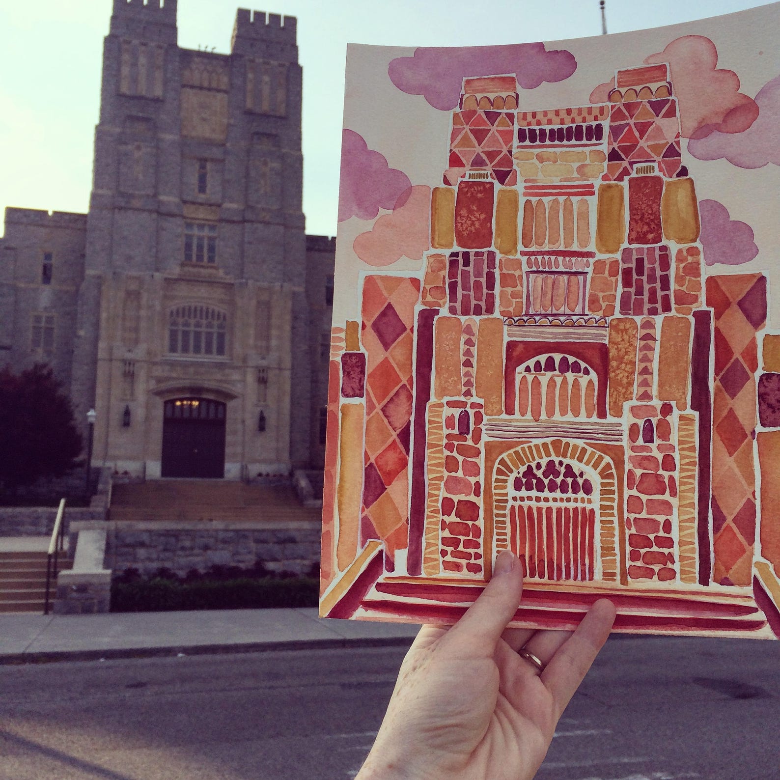 Burruss Hall at Virginia Tech Blacksburg Virginia Watercolor - Etsy