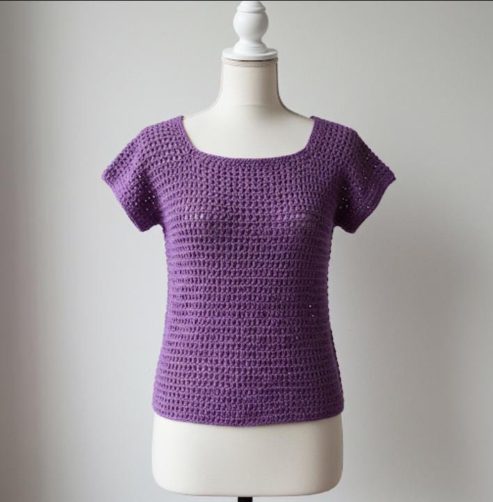 Crochet Tee Pattern: Easy Two Panel Summer Top (sizes S–5XL) (PDF ...
