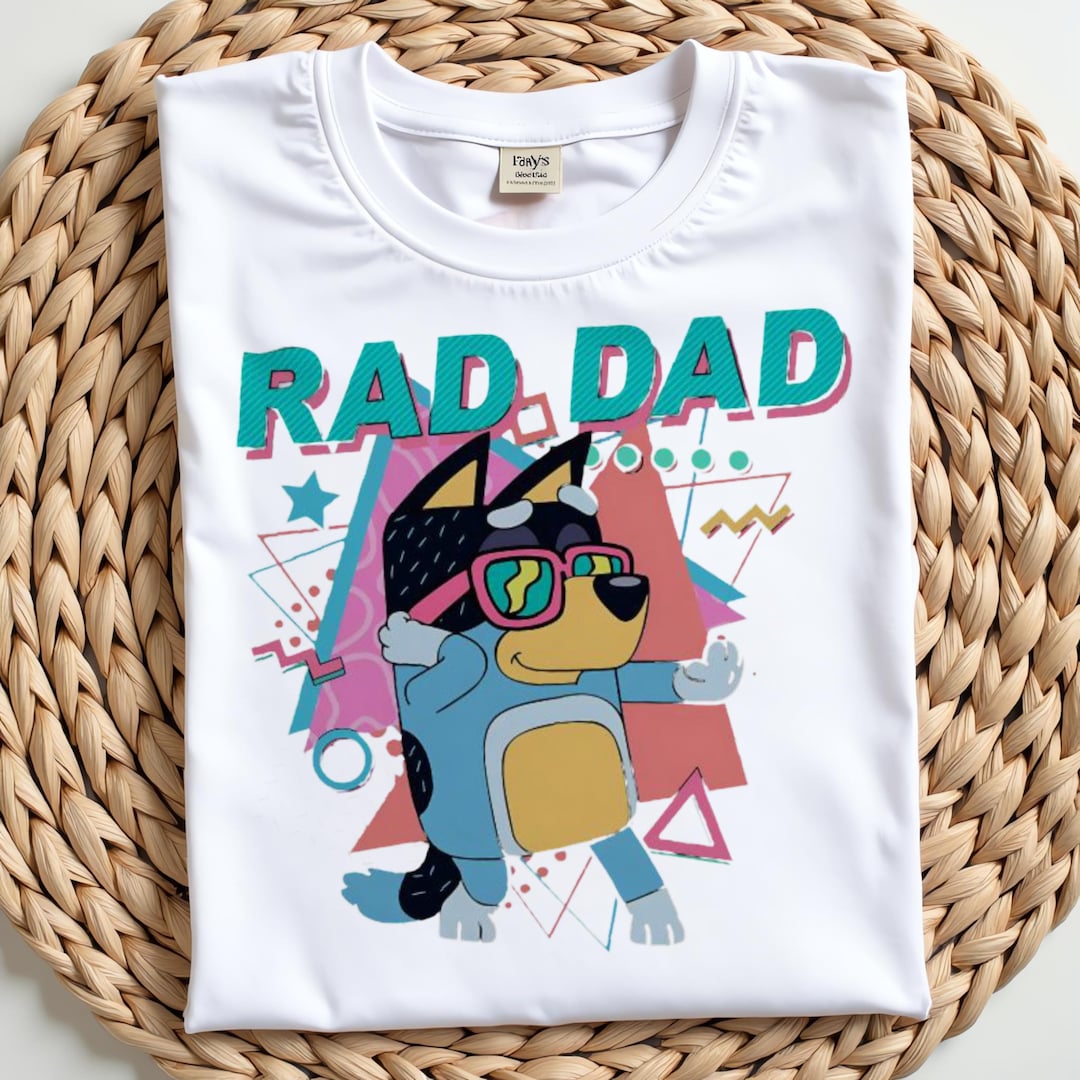 Blue Dog Rad Dad T-shirt, Cute Rad Dad Blue Dog Shirt, Rad Dad Retro ...