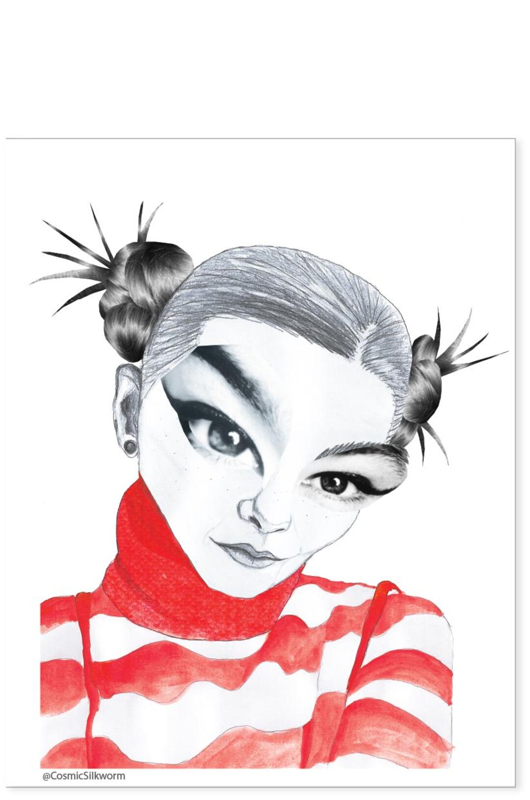 Bjork Portrait Poster: Stylized Mixed Media Art Print - Etsy
