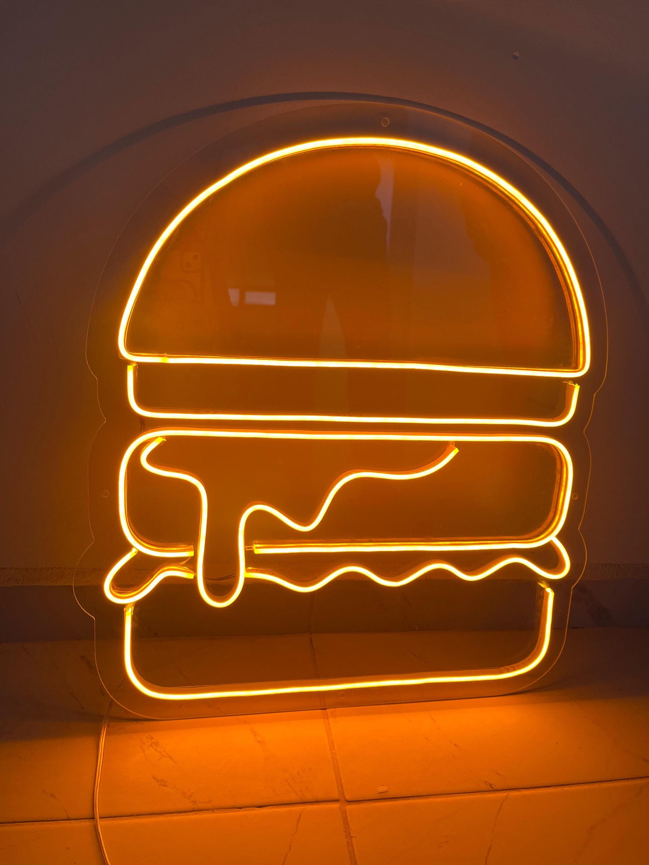Burger Neon Sign, Hamburger Neon Sign Neon Bar Sign, Food Neon Sign ...