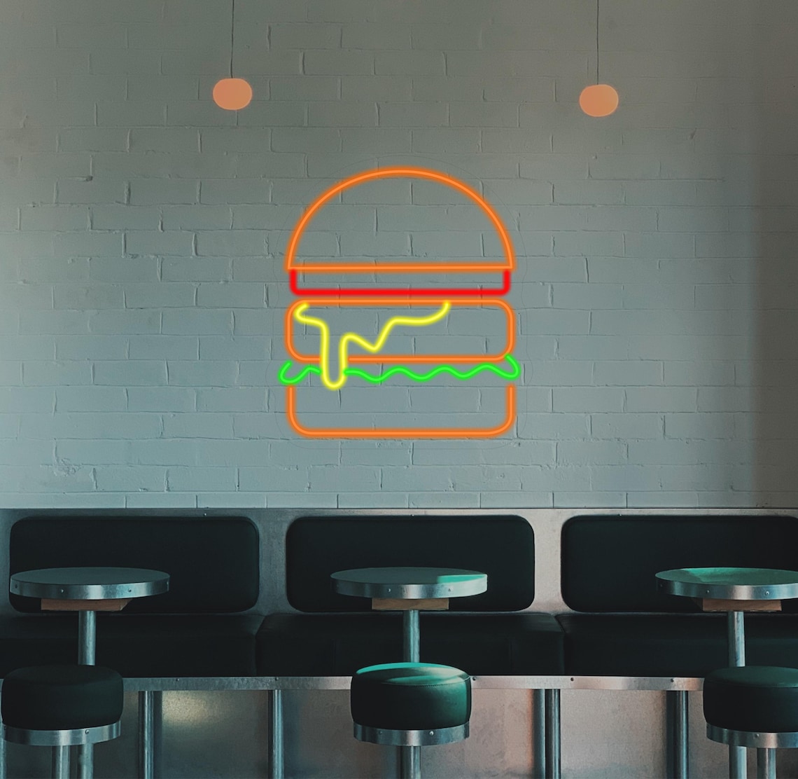 Burger Neon Sign, Hamburger Neon Sign Neon Bar Sign, Food Neon Sign ...