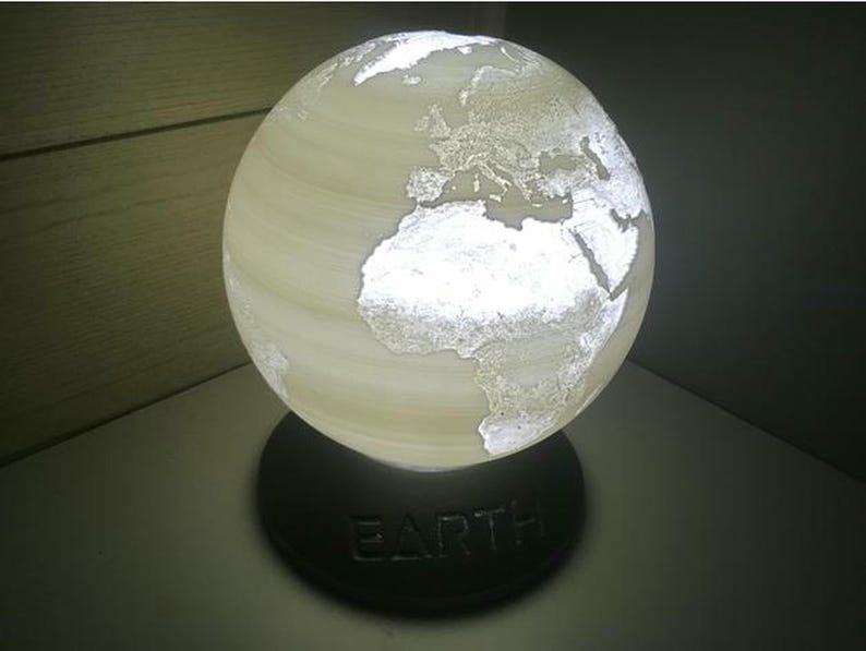3D Printed LED Earth Globe – Illuminated Planet Lamp | Earth Night ...