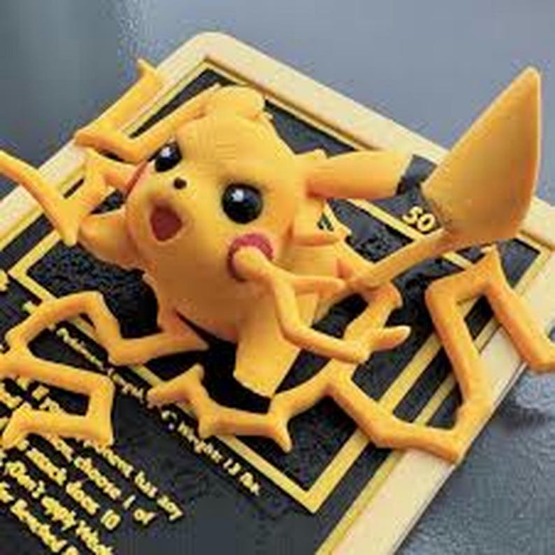 3D Printed Pikachu Pokémon Card – Hand-painted or Solid Color | 3D Fan ...