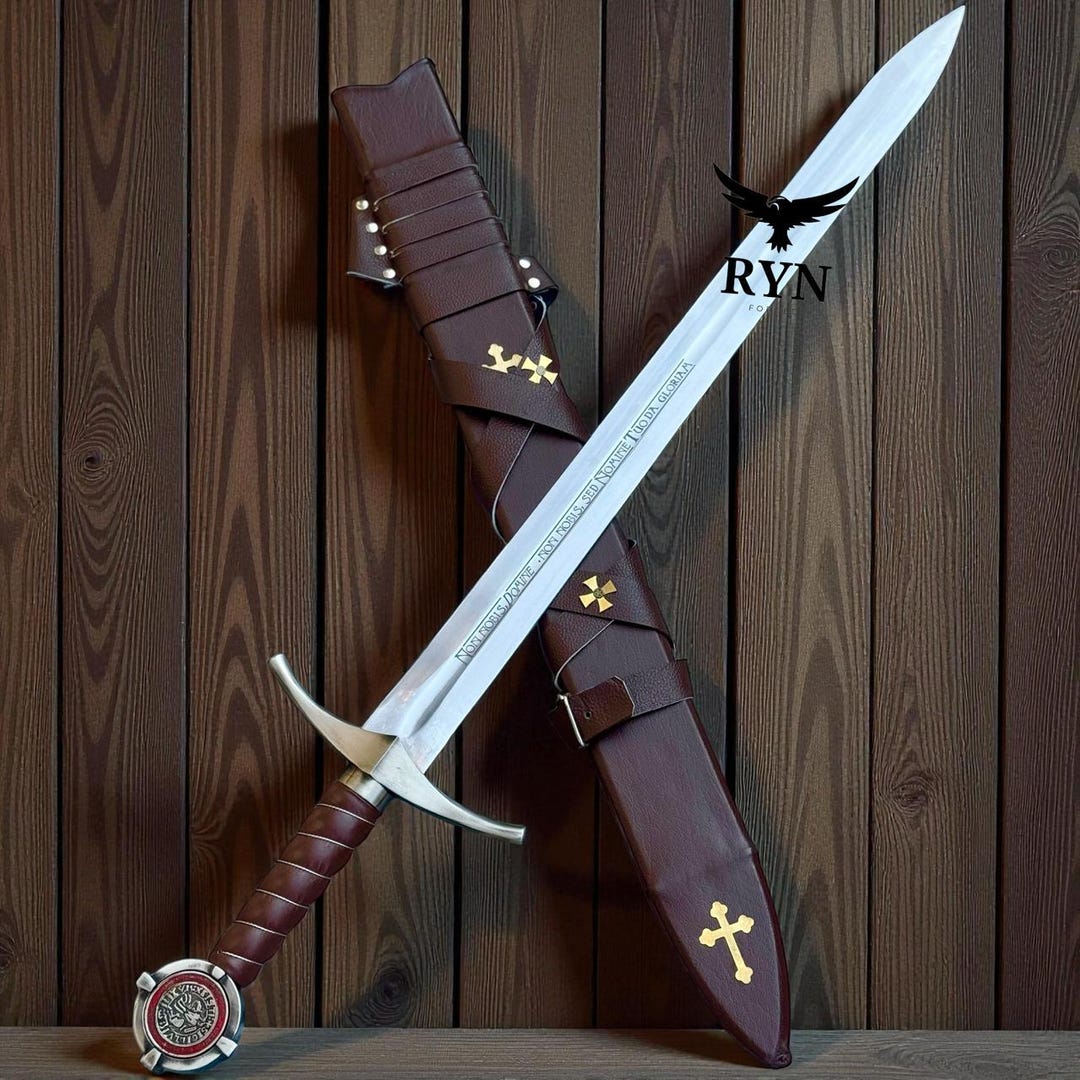 Hand Forged Knight Templar Sword | Medieval Crusader Sword | Engraved ...