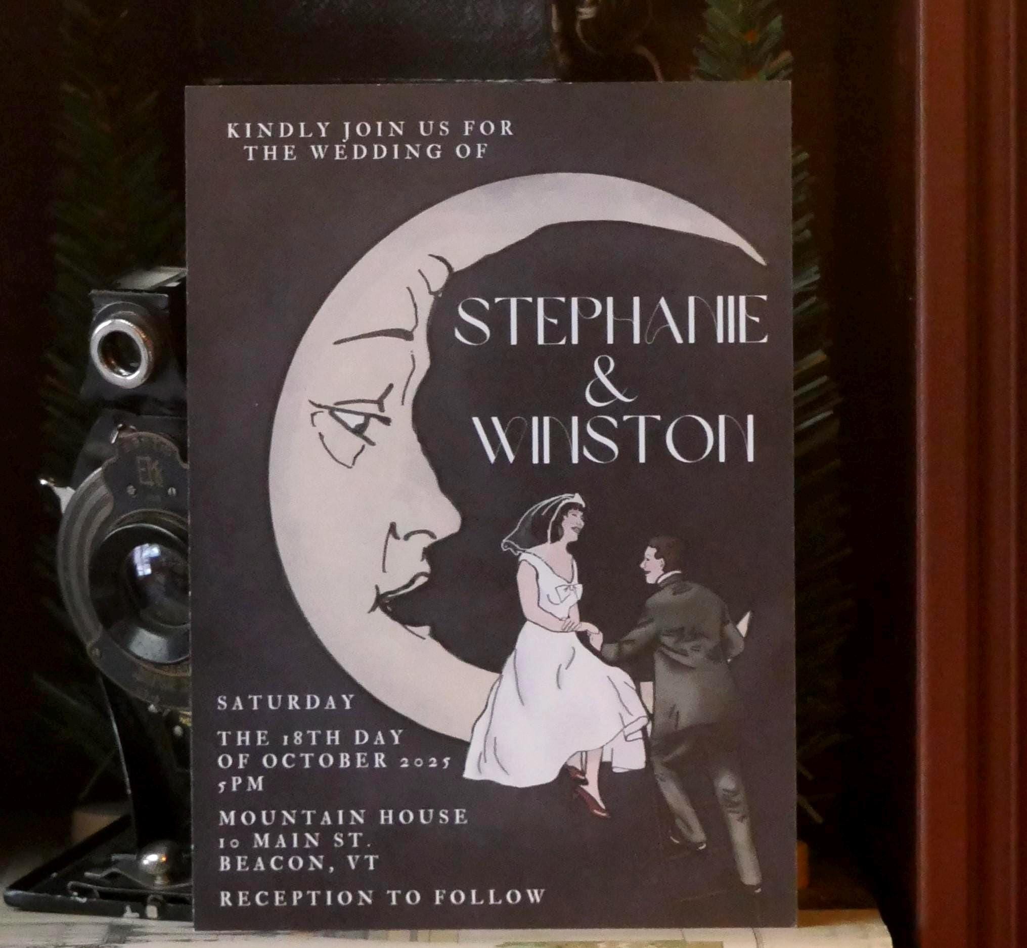 Vintage Wedding Invitation Template | Vintage Whimsy Moon / Celestial ...