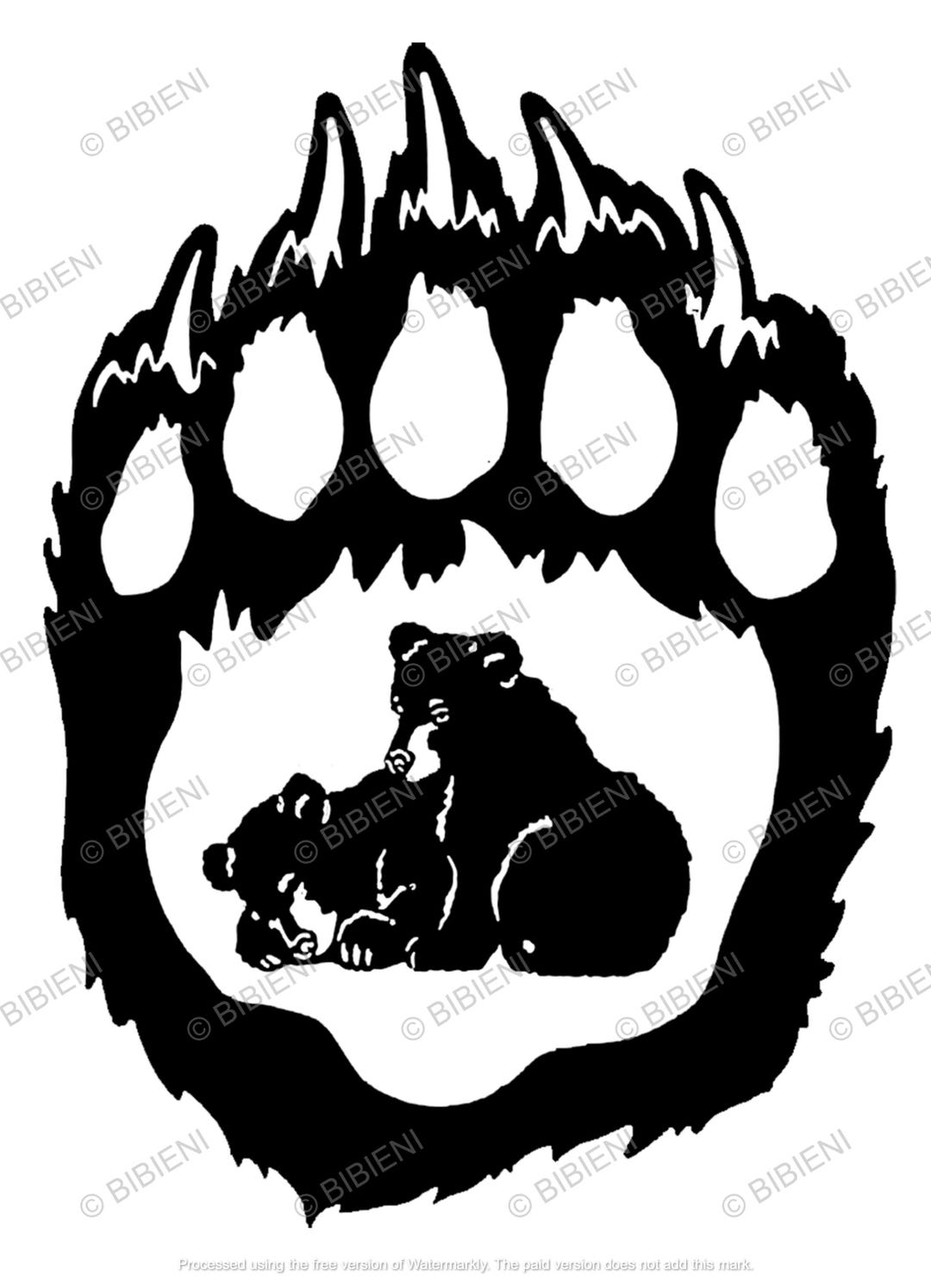 Bear Cubs Paw Print SVG Clipart: Wild Animals Vector (digital Download ...