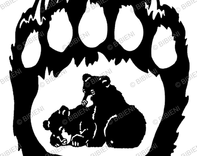 Bear Cubs Paw Print SVG Clipart: Wild Animals Vector (digital Download ...