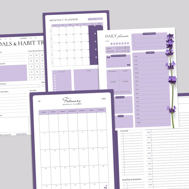 Lavender Printable Planner Bundle 2025 Daily, Monthly & Budget Planner ...