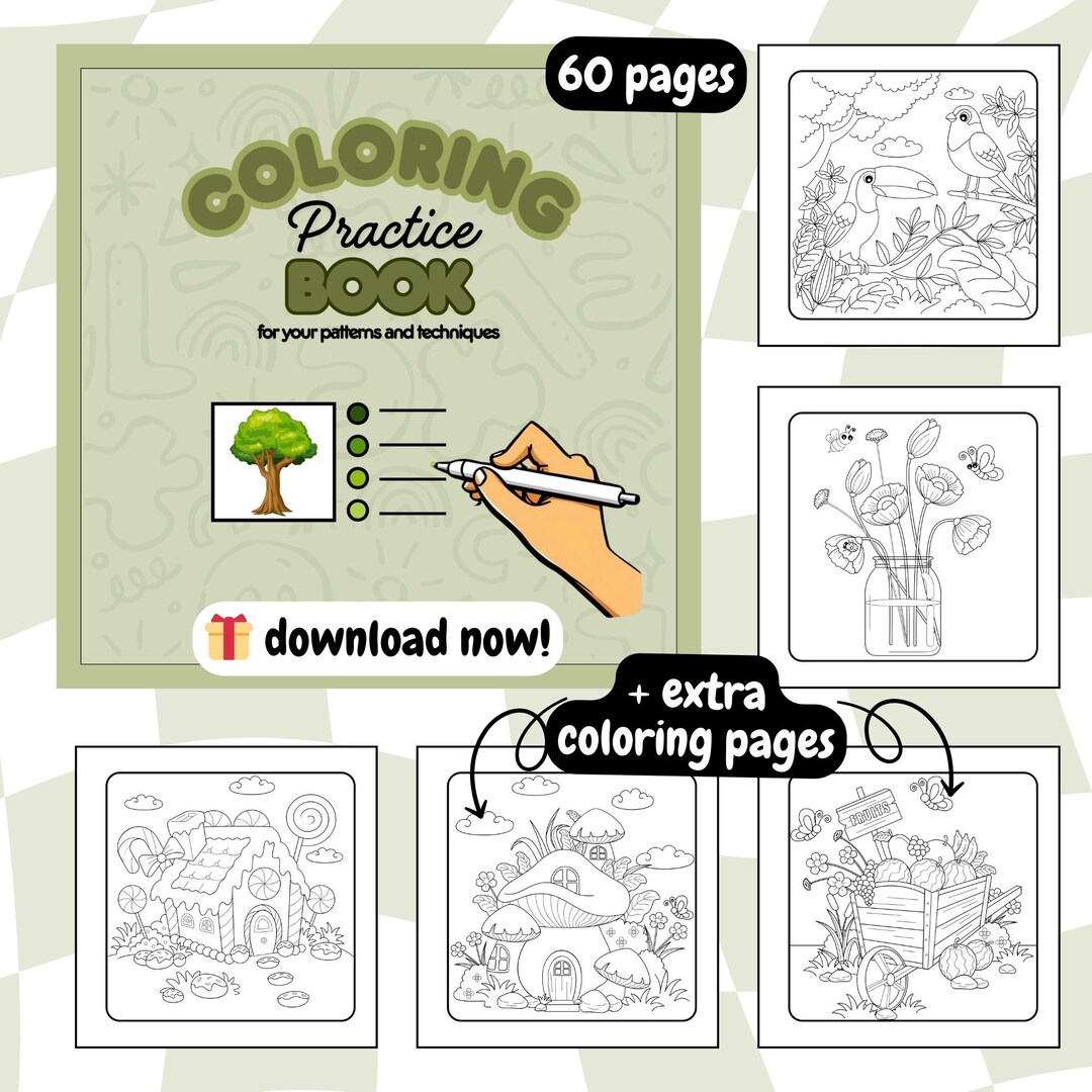 60 Page Coloring Practice Book Printable PDF for Adults Kids | Learn ...