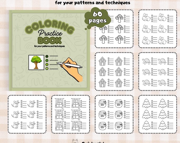 60 Page Coloring Practice Book Printable PDF for Adults Kids | Learn ...