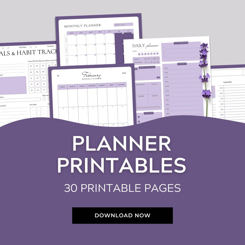 Lavender Printable Planner Bundle 2025 Daily, Monthly & Budget Planner ...