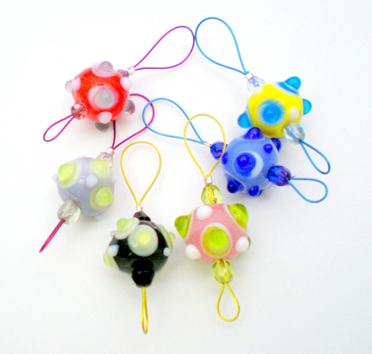 Bead Knitting Stitch Markers Set of 6 Handmade Knitting Markers Mix ...