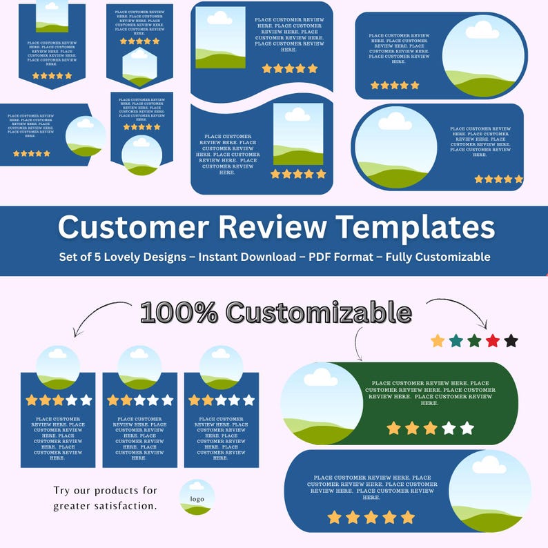 Editable Customer Review Templates | Printable Feedback Forms for Etsy ...
