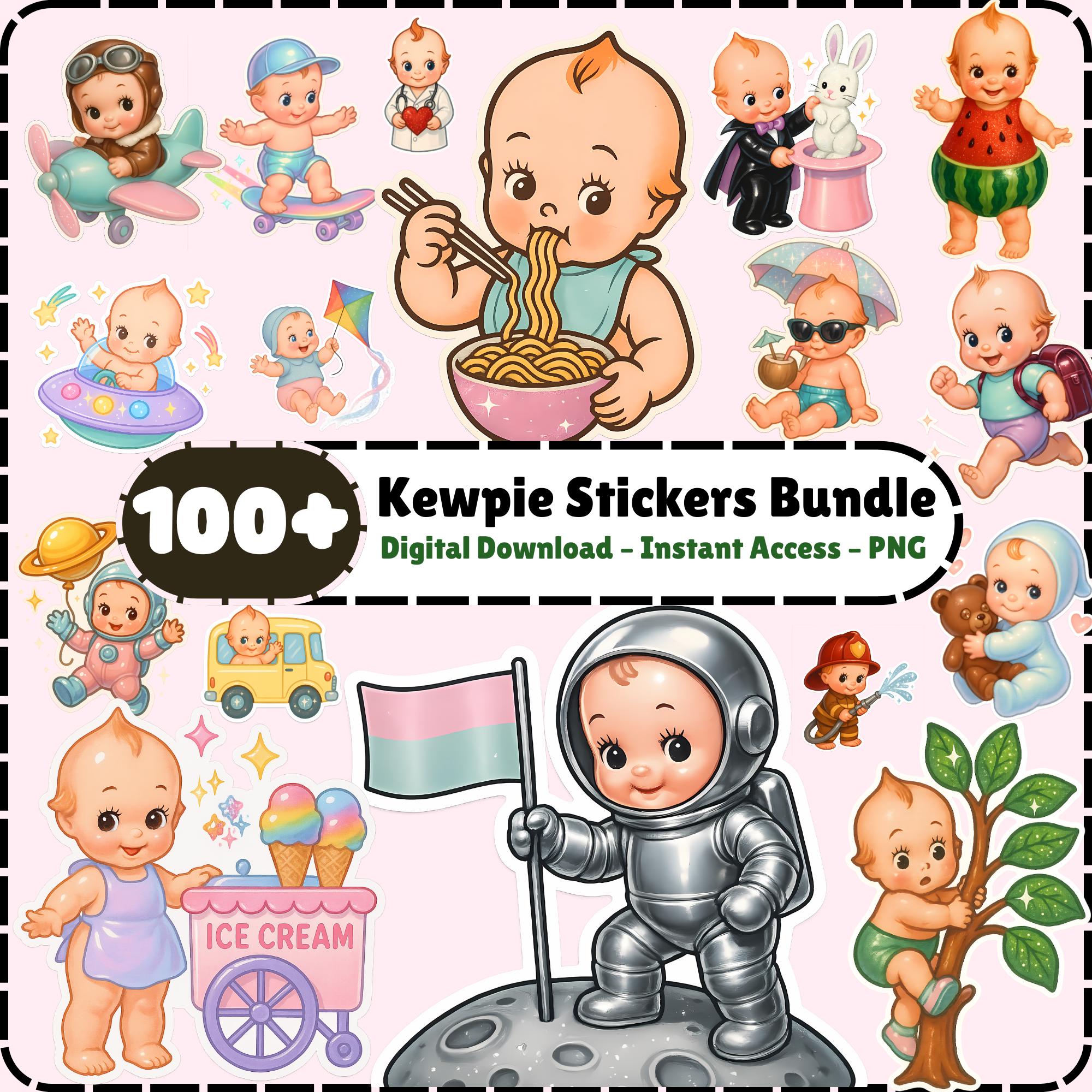 Kewpie Doll Stickers | 100+ Scrapbook Planner Decals (PNG & PDF - Etsy