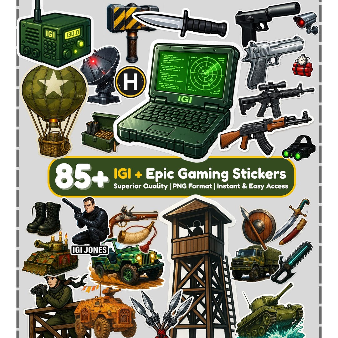 IGI Game Stickers: Epic Gamer Decals PNG Bundle (digital Download) - Etsy