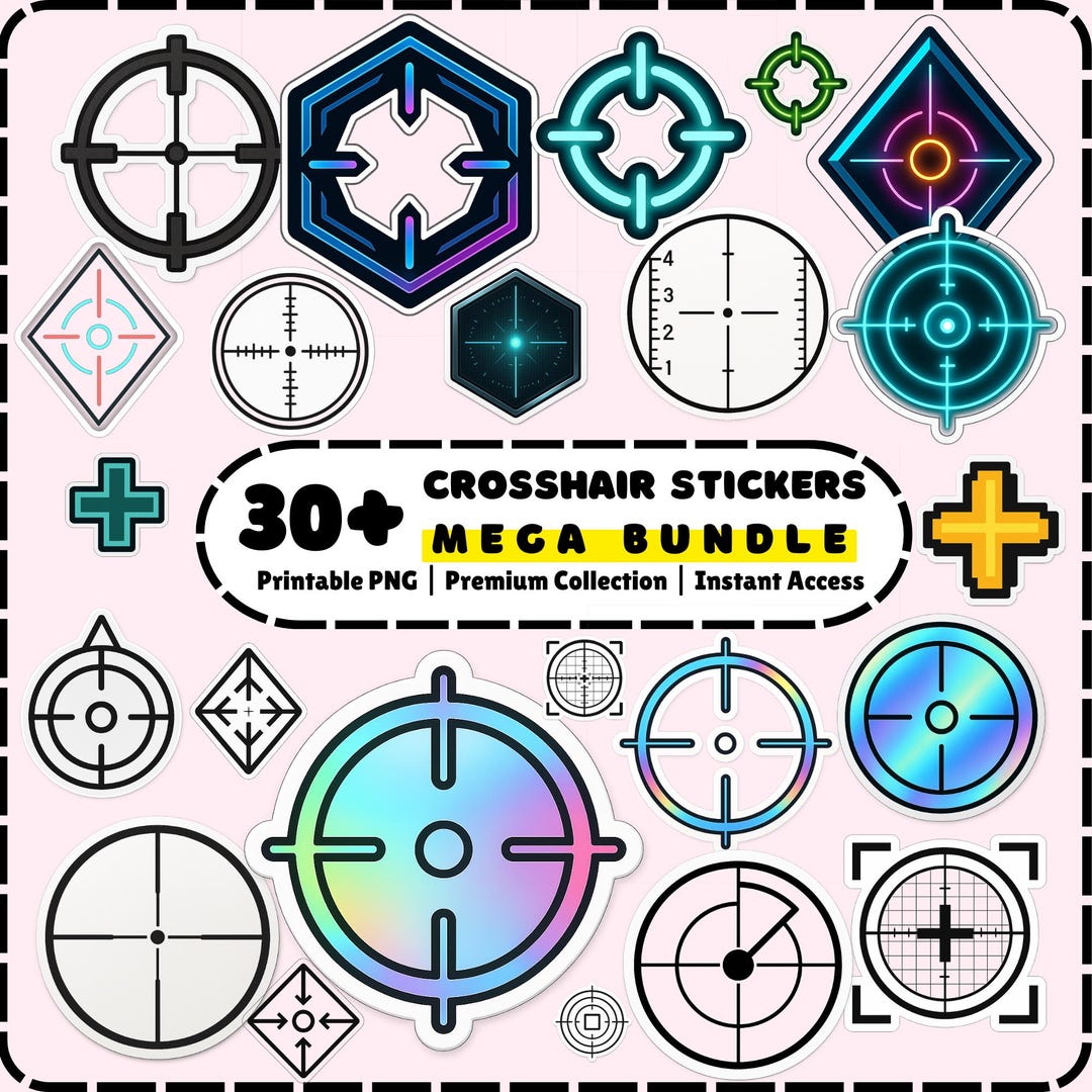 Crosshair Stickers PNG Pack: 30+ Gaming Overlay Designs (digital ...