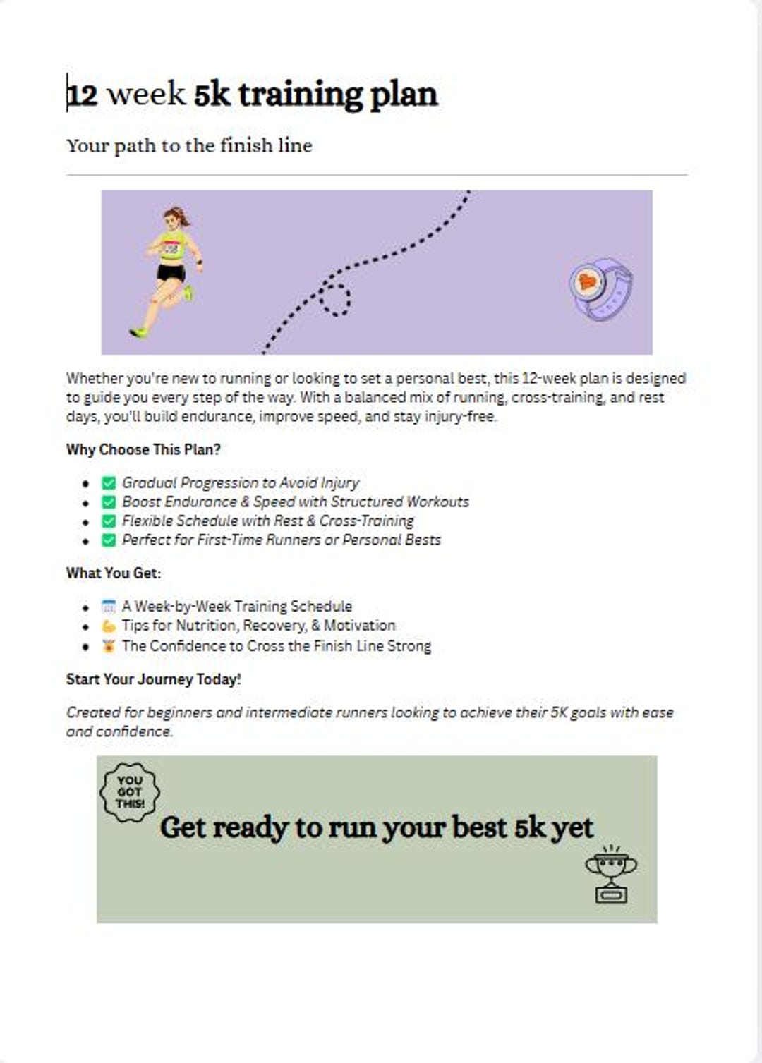 12 Week 5k Training Plan - Etsy Australia