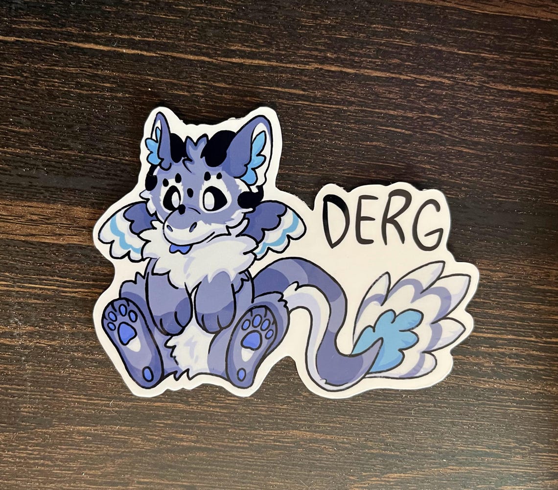 Derg - Dutch Angel Dragon Furry 4" Vinyl Sticker - Etsy