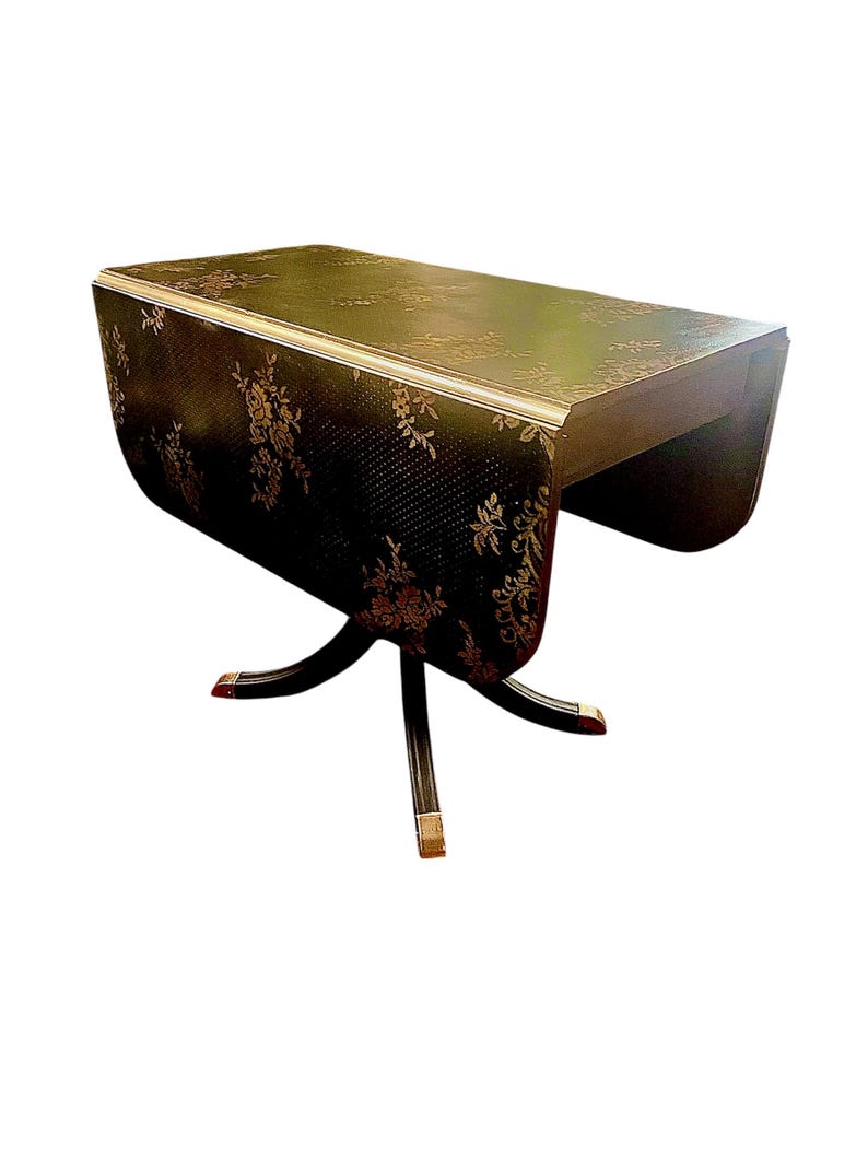Incredible Gold and Black Antique Drop Leaf Table - Etsy