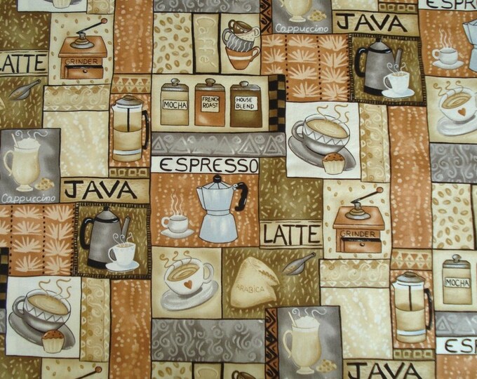 Java Latte Coffee Print Fabric - Etsy