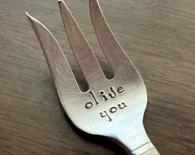 Olive You Olive Fork: Charcuterie Board Appetizer Fork Pick, Stamped ...