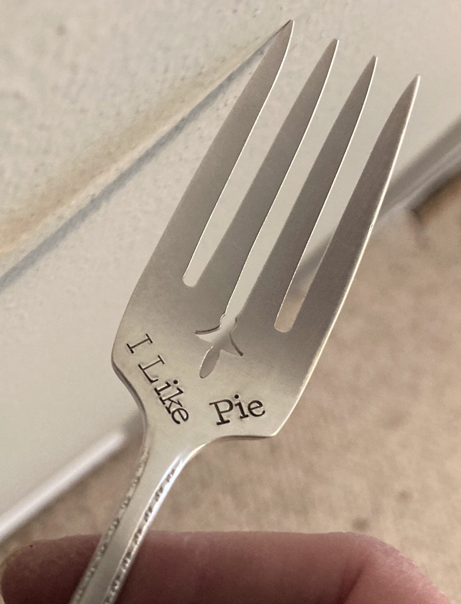 Pie Fork, I Like Pie, Vintage Silver Dessert Fork, Stamped Engraved ...