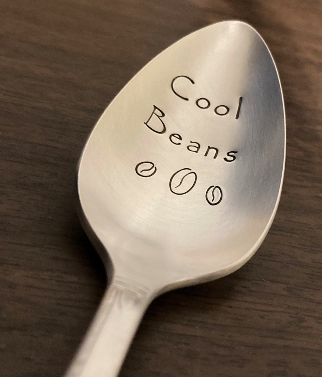 COOL BEANS Coffee Spoon, Hand Stamped Vintage Silverware, Coffee Lover ...