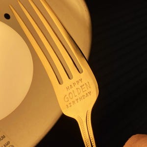 Golden Birthday Gift: Happy Golden Birthday Fork, 50th Birthday ...