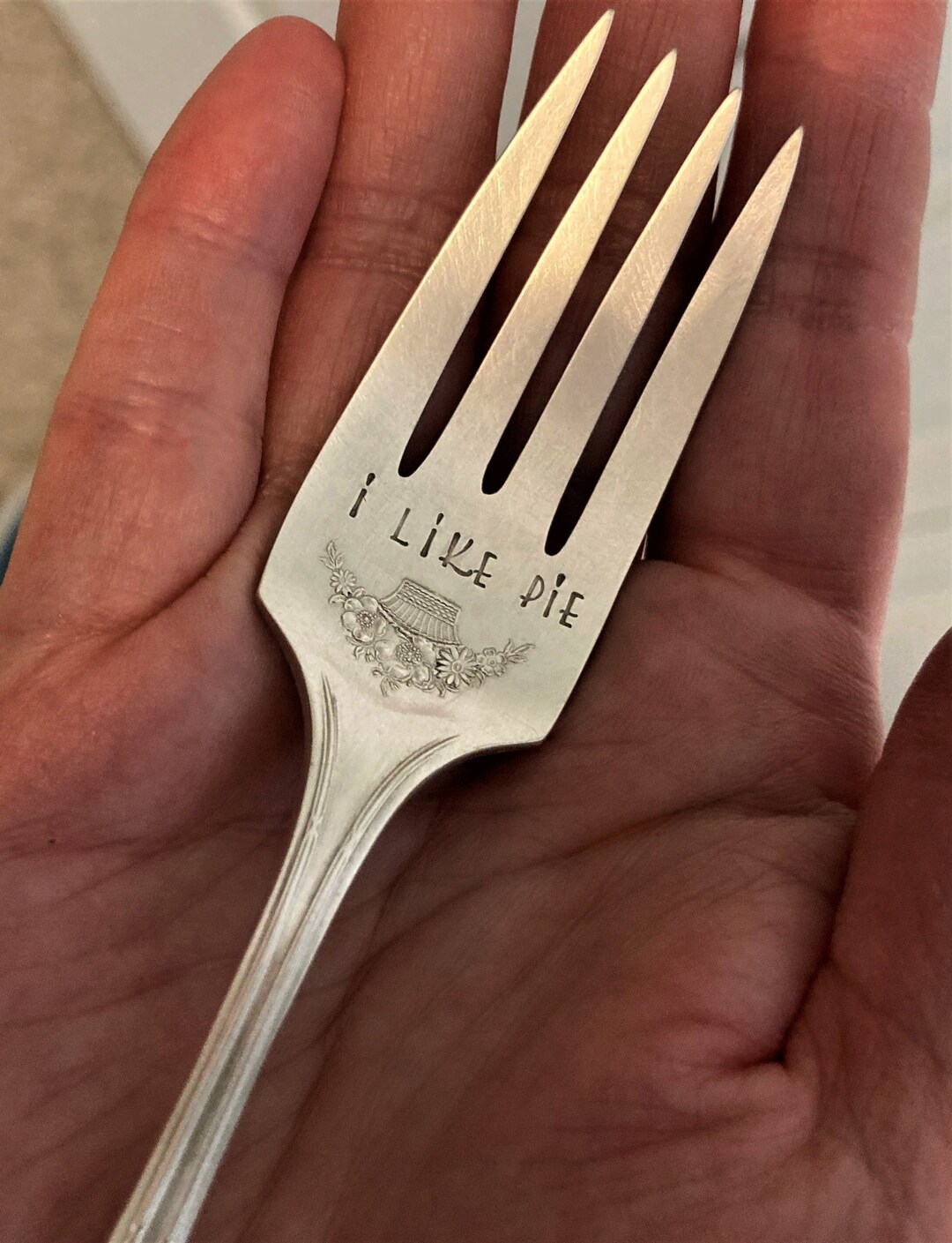 Pie Lover Gift, I Like Pie Fork, Vintage Silver Dessert Fork, Stamped ...