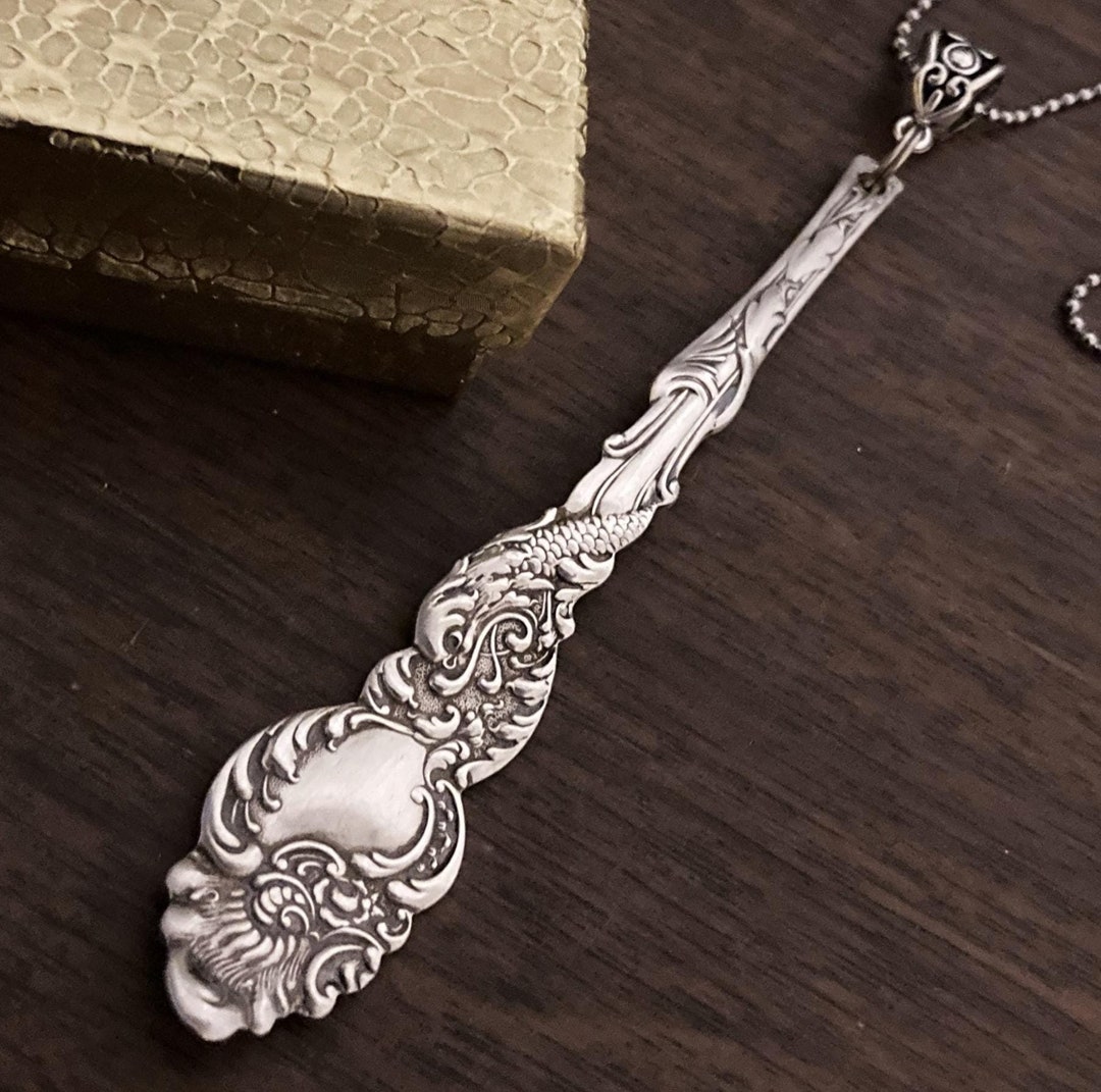 Ornate Silver Necklace, Spoon Jewelry, Upcycled Flatware Spoon Necklace ...