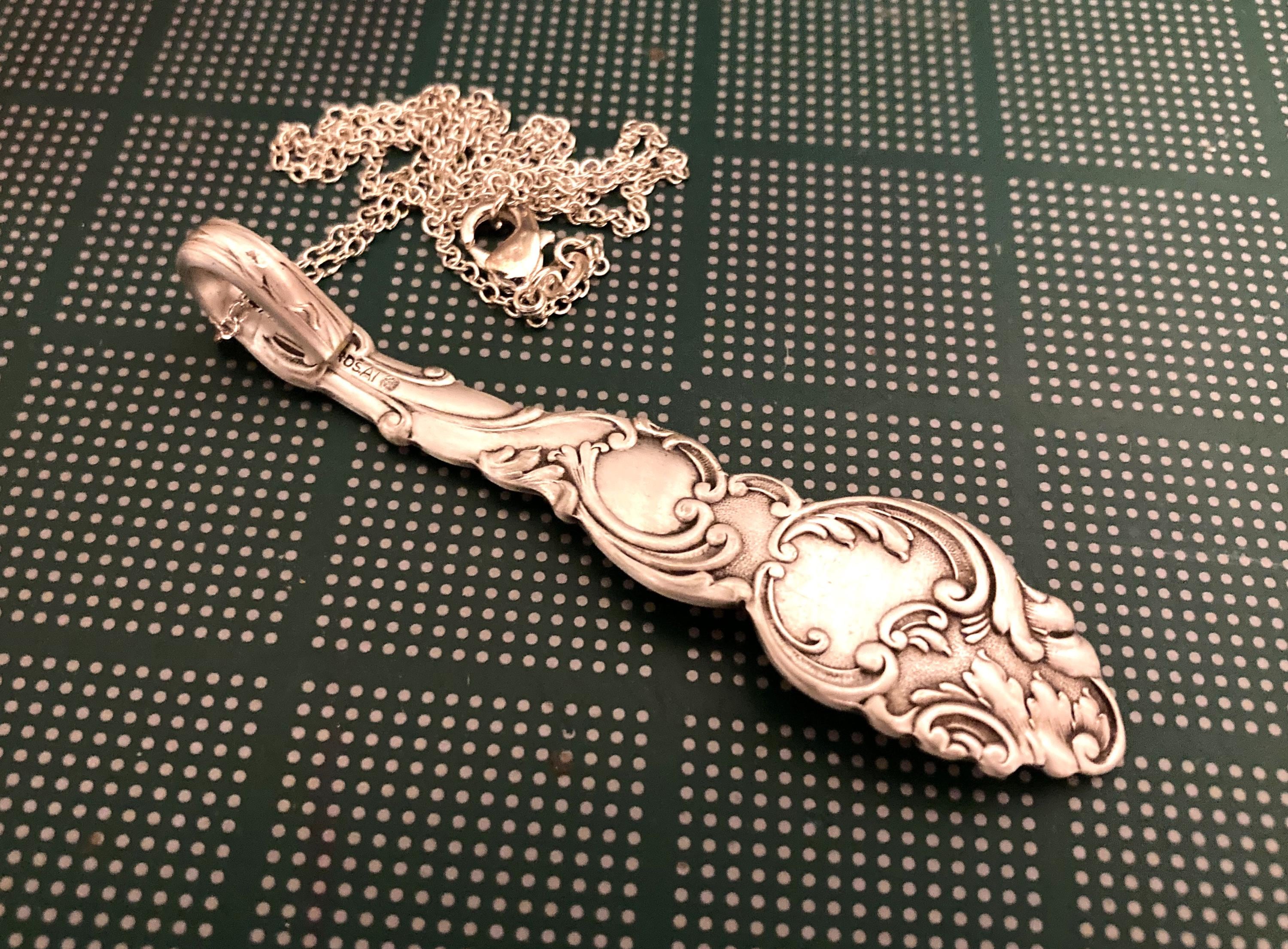 Silver Spoon Jewelry Necklace, Vintage Recycled Upcycled Flatware Spoon ...