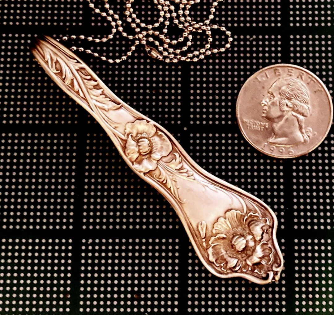 Poppy Necklace, Silver August Birth Month Flower, Spoon Jewelry ...