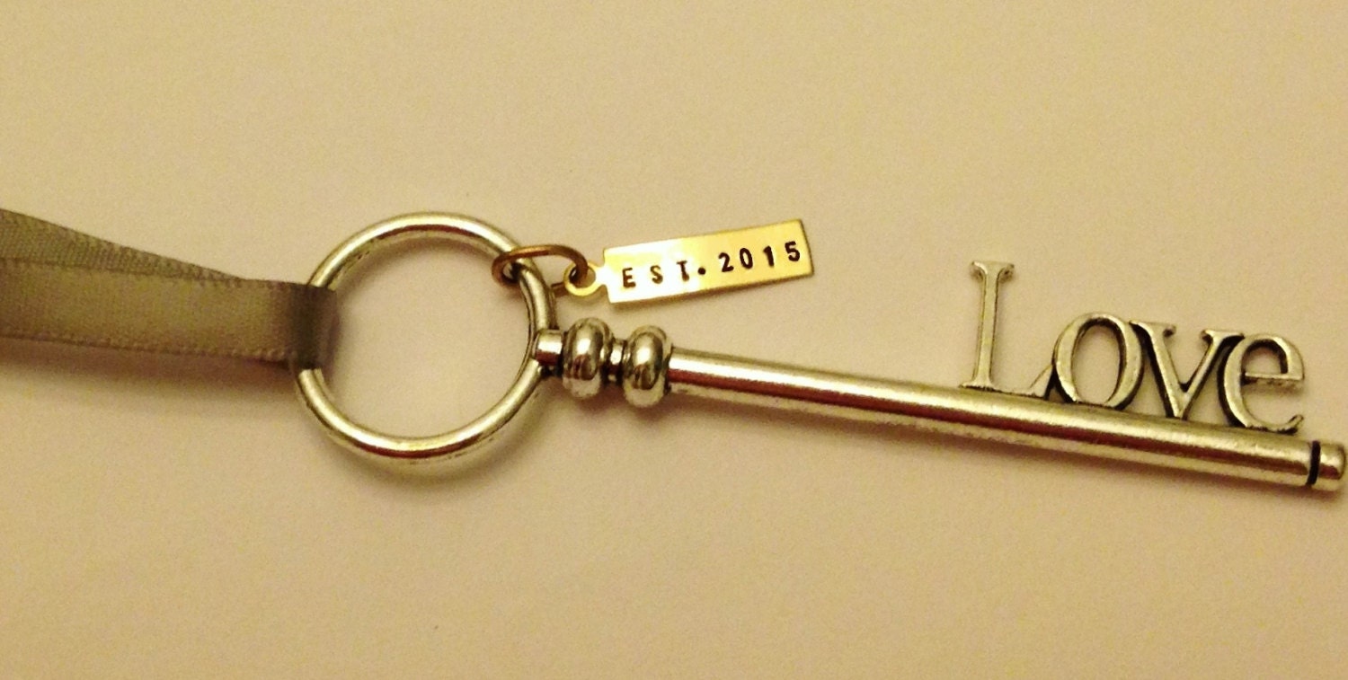 Personalized Ornament: LOVE Skeleton Key Rustic Silver Our | Etsy