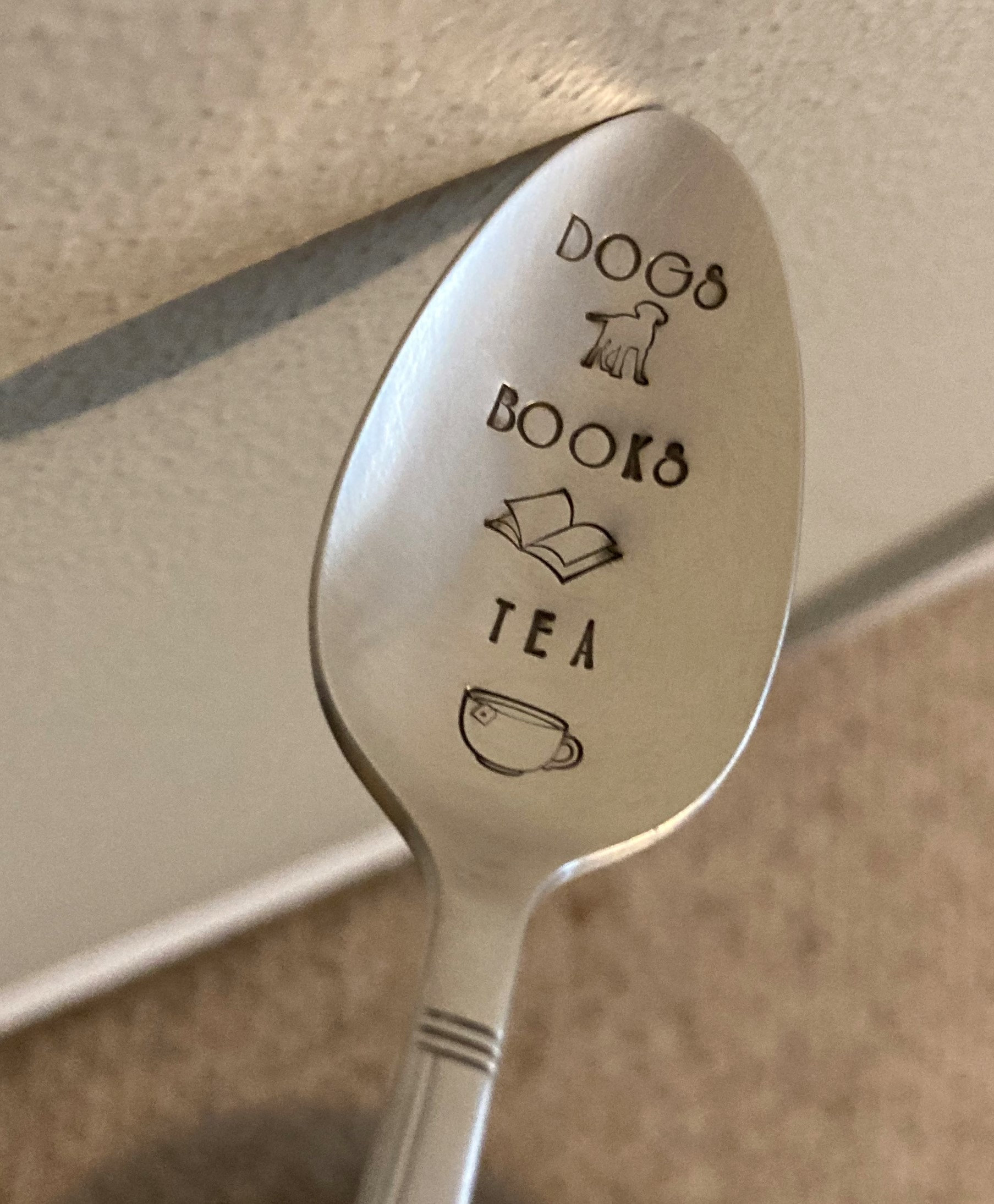 DOGS BOOKS TEA Stamped Spoon: Tea Lover Gift, Dog Mama, Dog Lovers ...