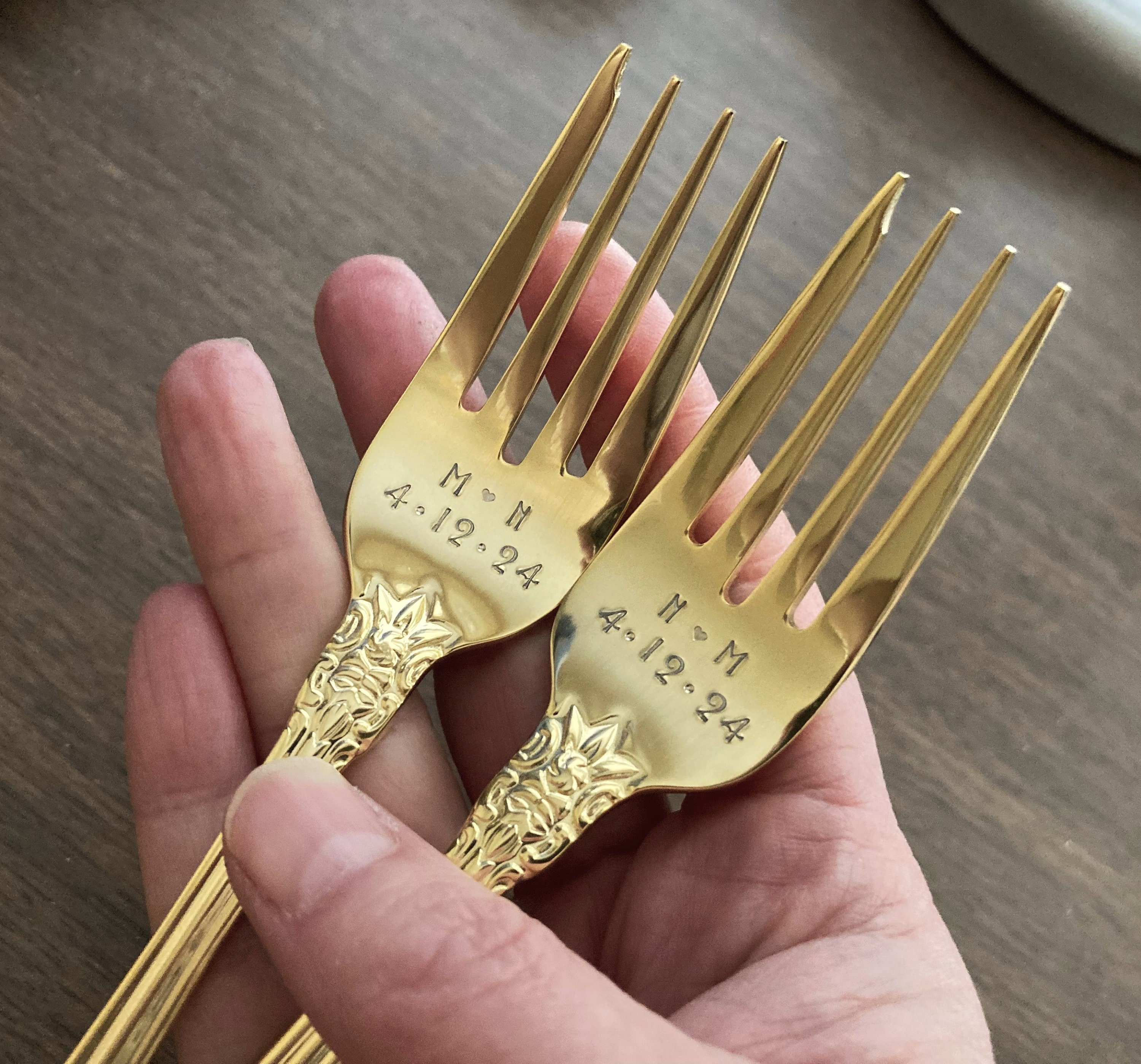 GOLD Wedding Forks: NEW Personalized Forks, Art Deco Gatsby, Custom ...