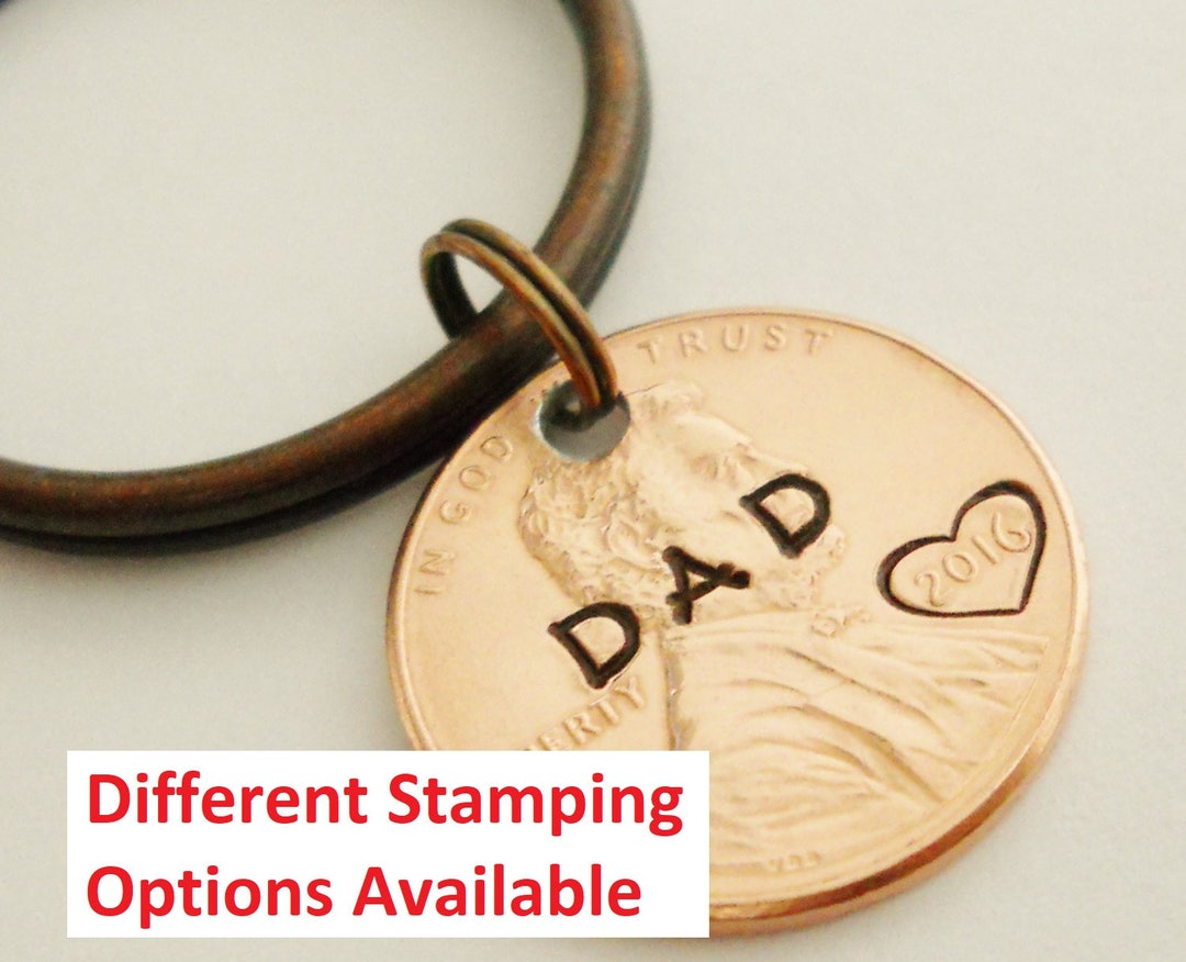 DAD Keychain: New Daddy, Lucky Penny, 1st First Fathers Day, Papa, Dada ...