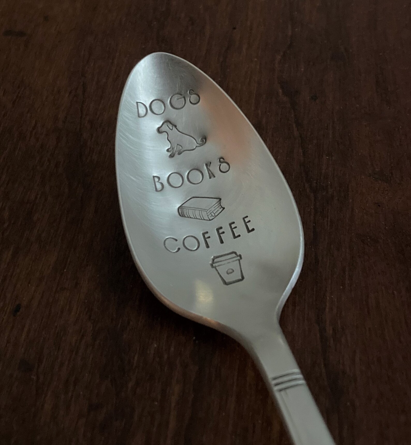 DOGS BOOKS COFFEE Spoon: Coffee Lover Gift, Dog Mom, Dog Lover, Hand ...