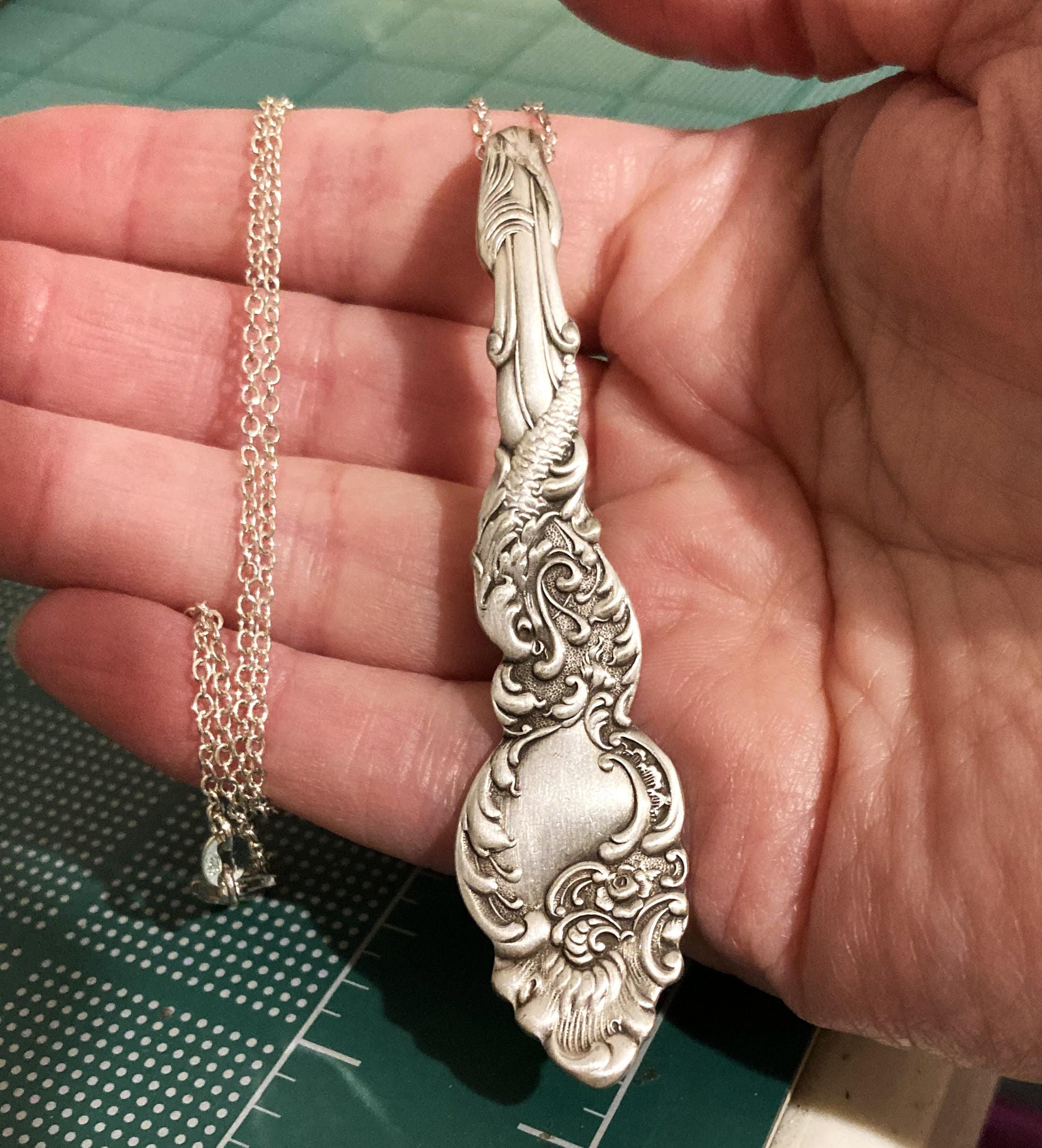 Silver Spoon Jewelry Necklace, Vintage Recycled Upcycled Flatware Spoon ...