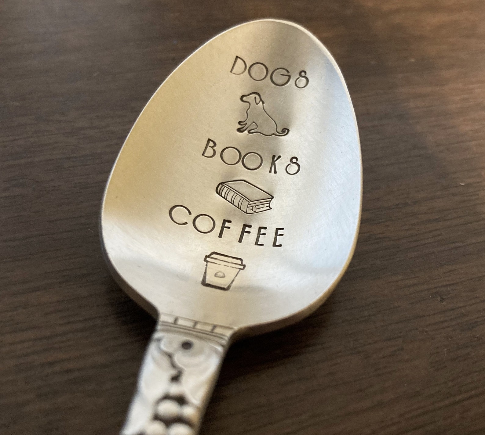 DOGS BOOKS COFFEE Spoon: Coffee Lover Gift, Dog Mom, Dog Lover, Hand ...