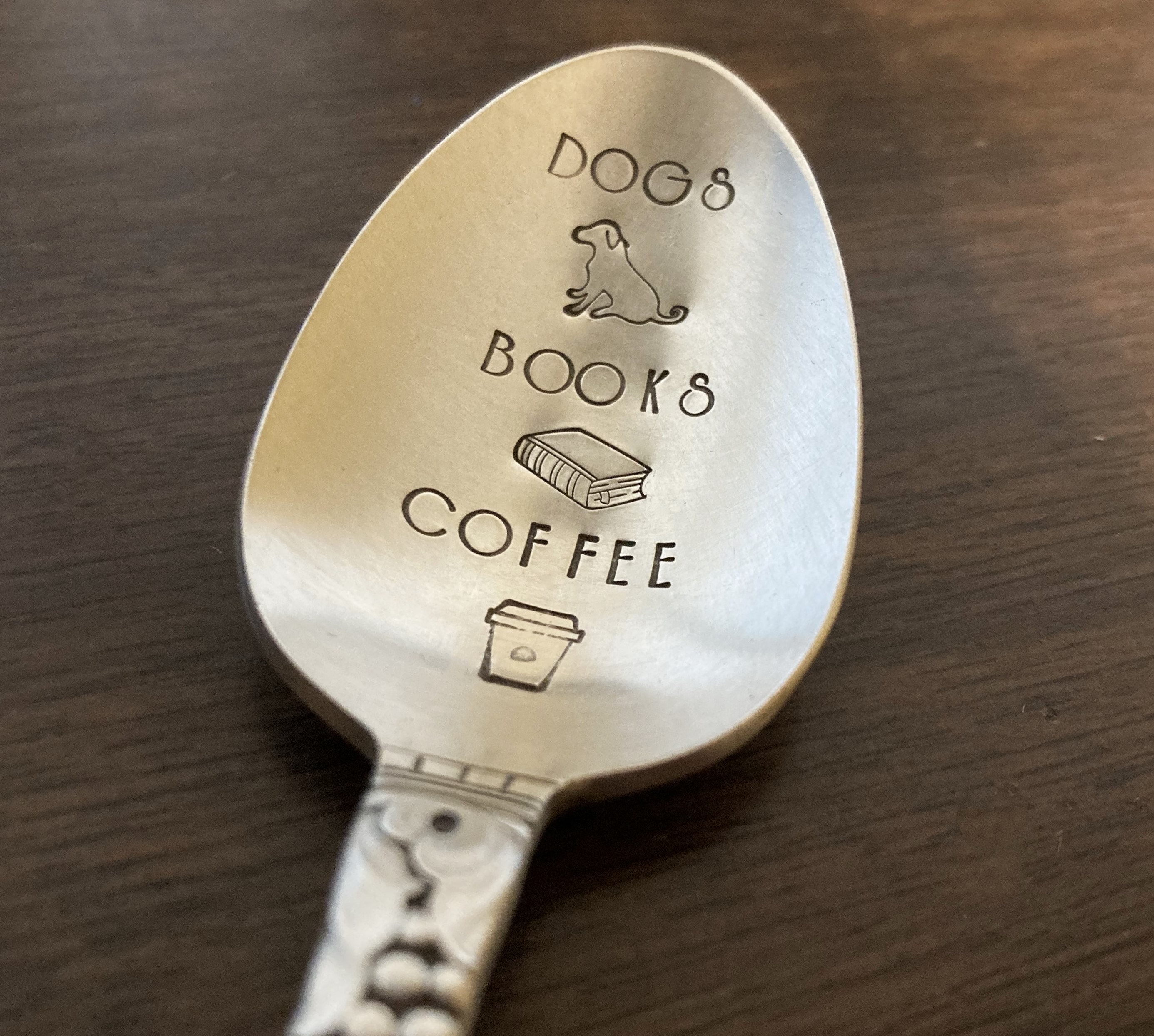 DOGS BOOKS COFFEE Spoon: Coffee Lover Gift, Dog Mom, Dog Lover, Hand ...