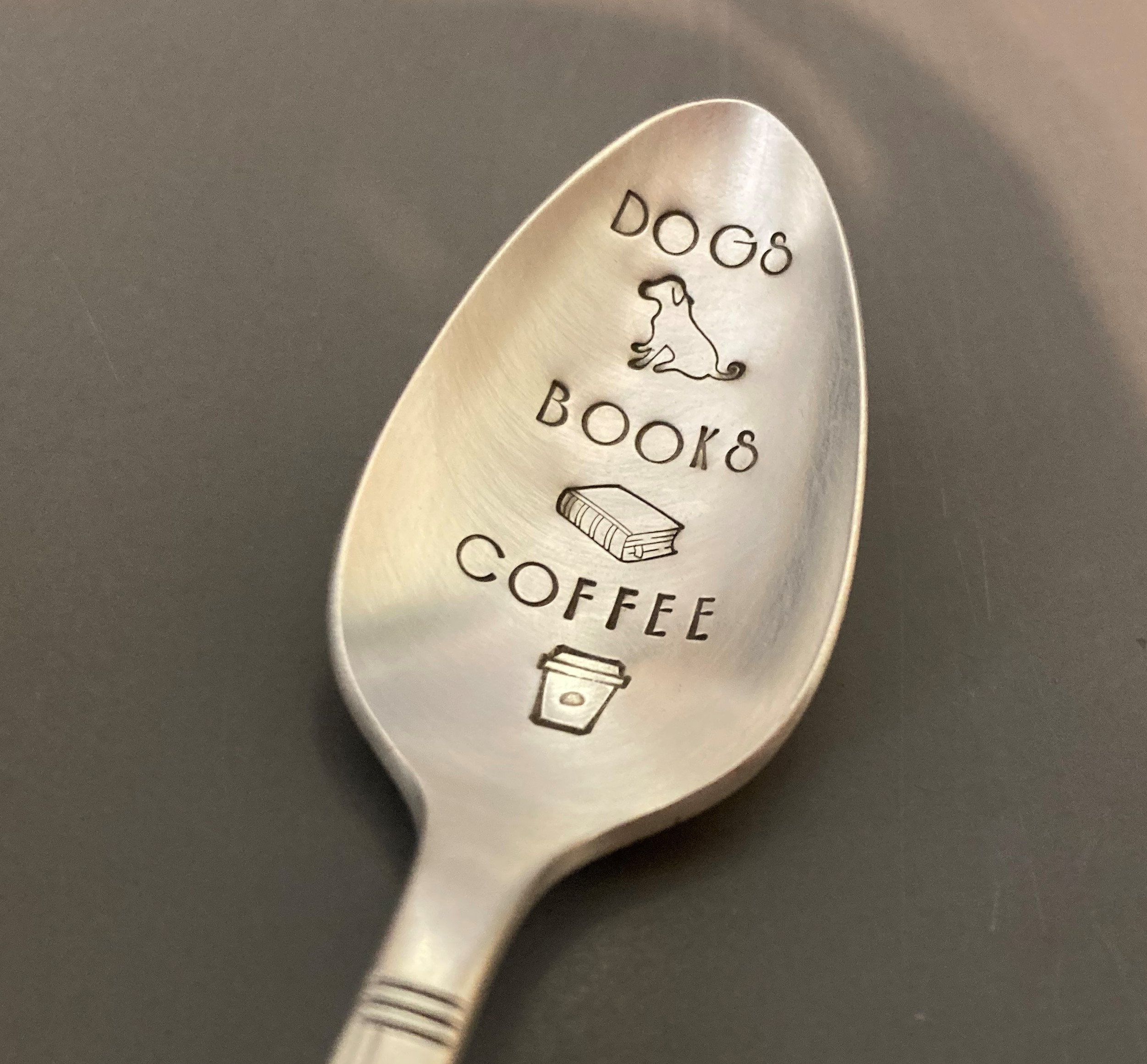 DOGS BOOKS COFFEE Spoon: Coffee Lover Gift, Dog Mom, Dog Lover, Hand ...