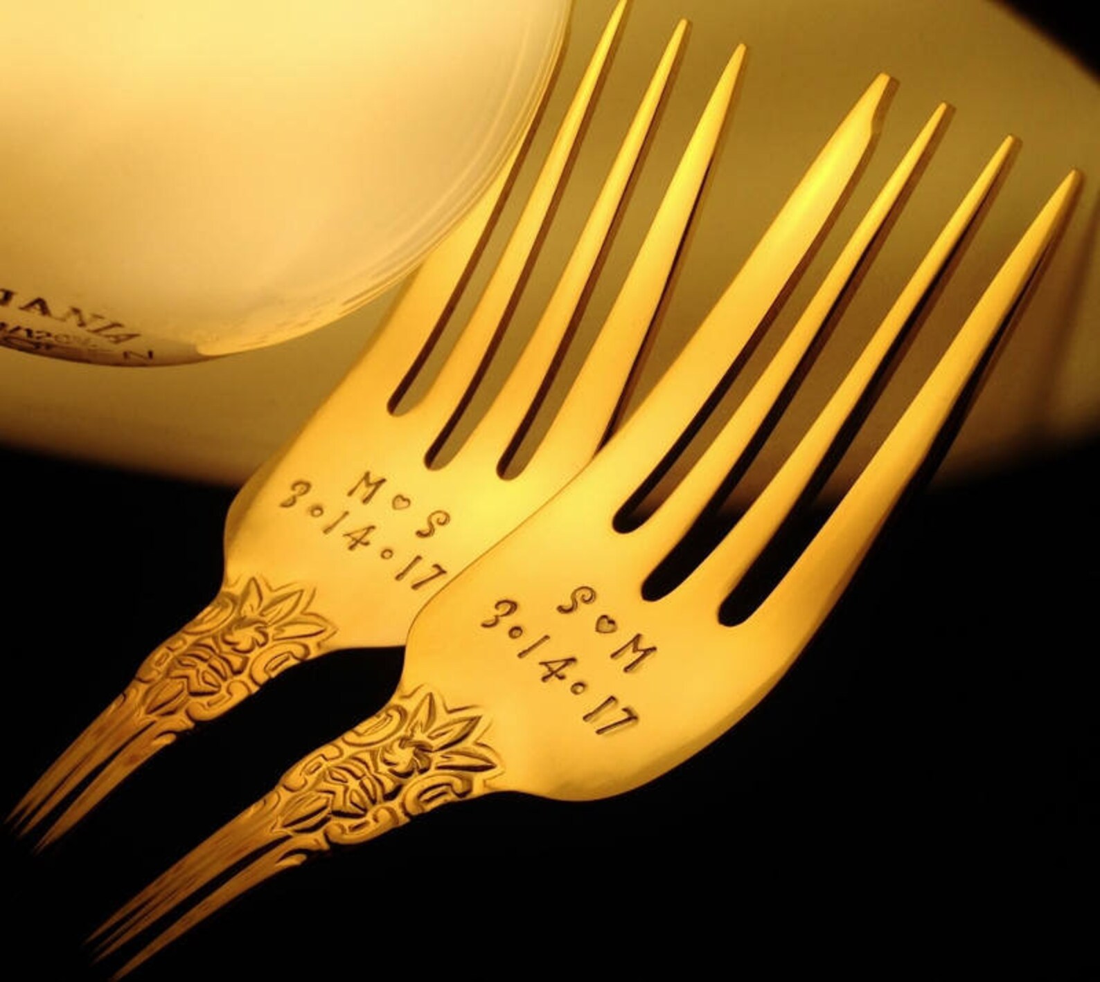 GOLD Wedding Forks: NEW Personalized Forks, Art Deco Gatsby, Custom ...