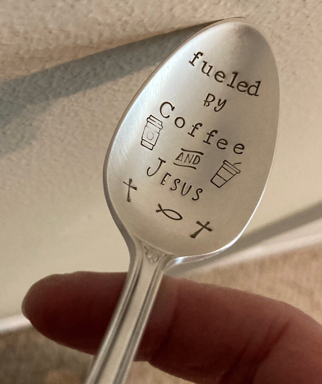 Fueled by Coffee & Jesus Spoon: Stamped Vintage Silver, Christian ...