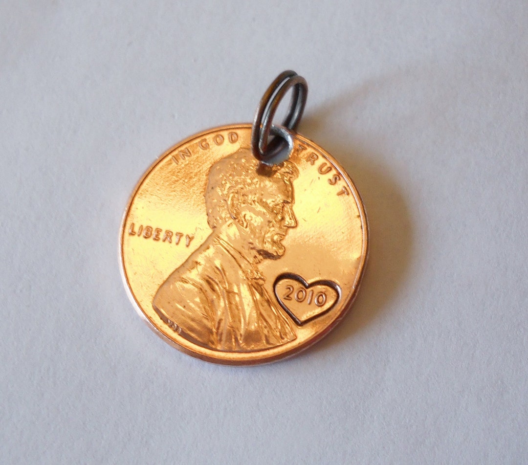 Memorial PENNY With A Heart Charm: Bereavement, in Loving Memory Of ...