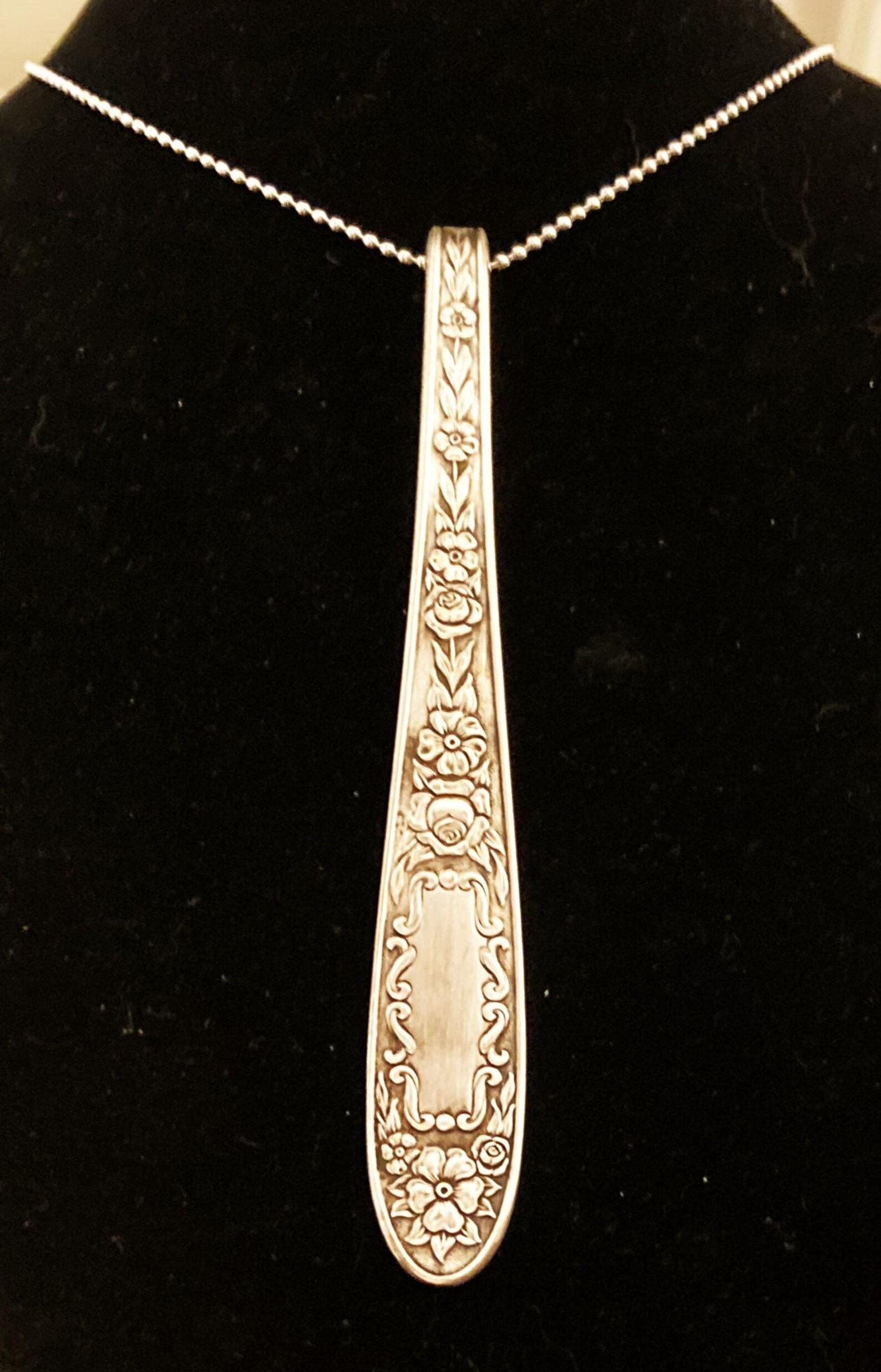 Vintage Silver Necklace, Silver Flower Necklace, Recycled Antique Spoon ...