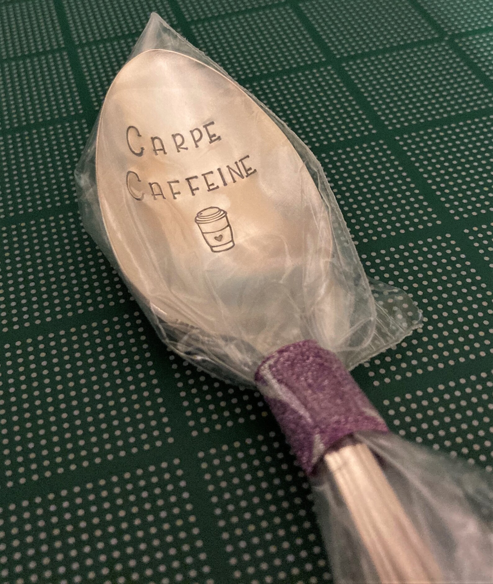 Coffee Addict Spoon: Carpe Caffeine, Hand Stamped Engraved Spoon ...